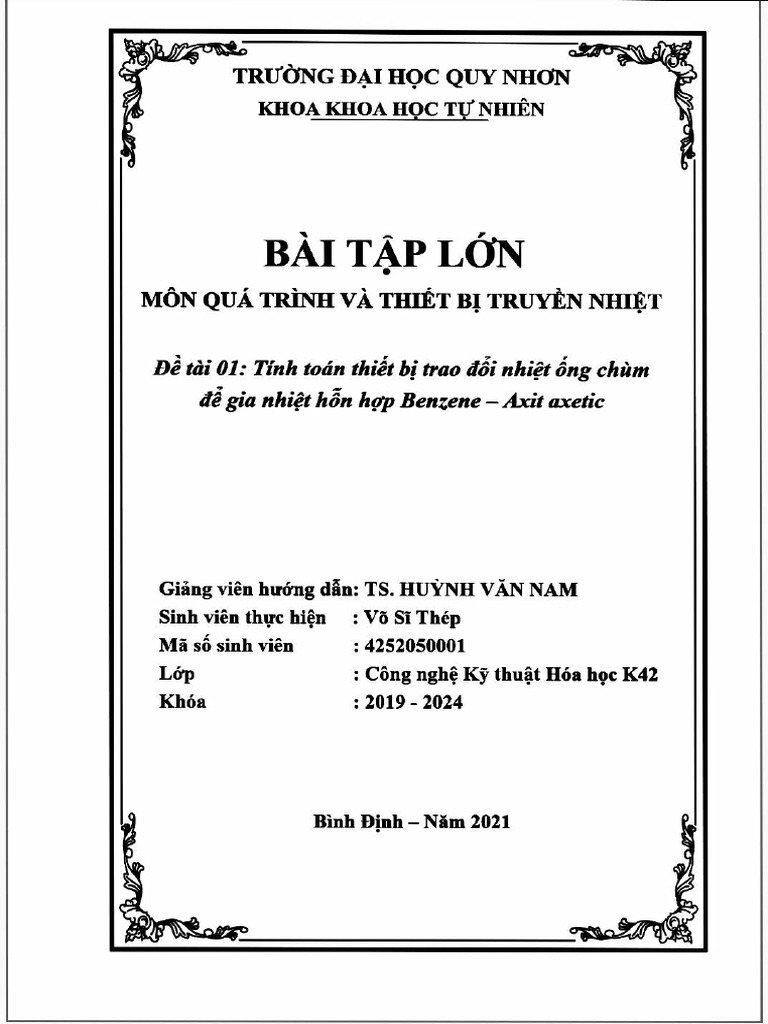 BTL - Gia nhiệt Benzene-Acid acetic - không TT CK | PDF