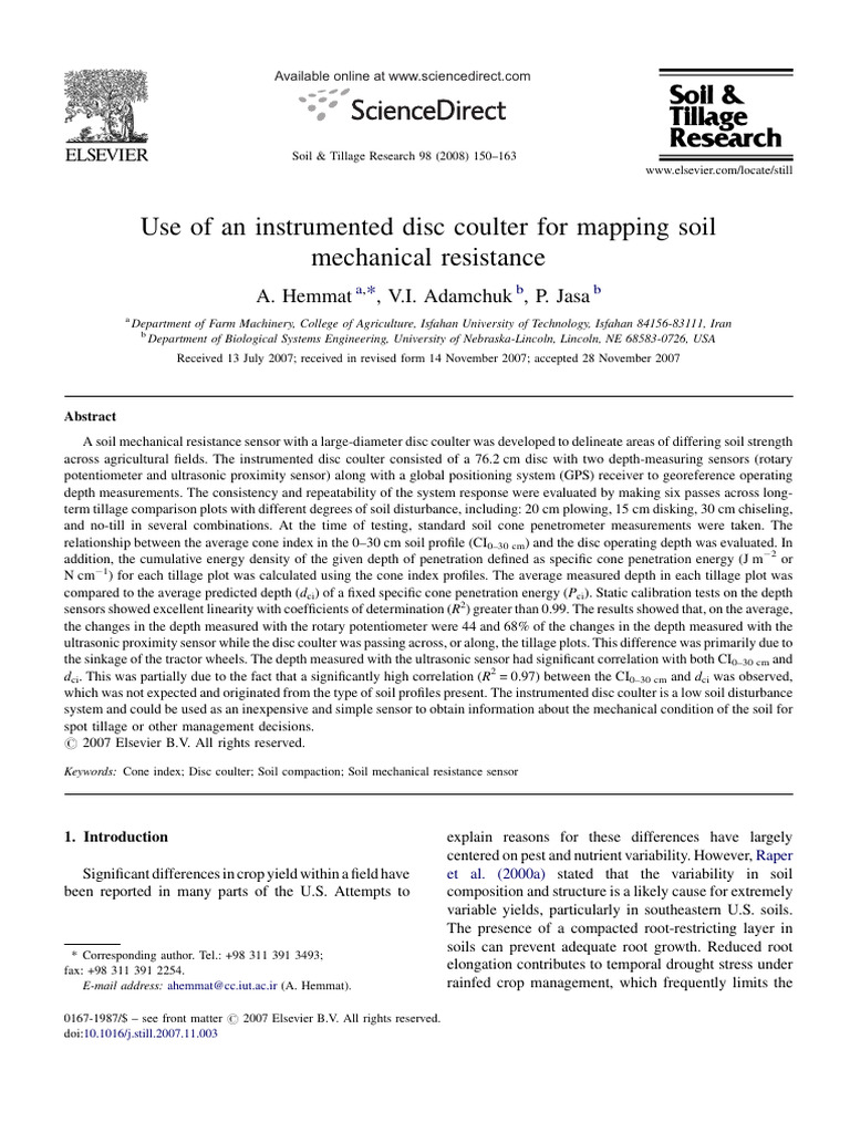 Use of An Instrumented Disc Coulter For Mapping Soil | PDF | Tillage ... Use of An Instrumented Disc Coulter For Mapping Soil | PDF | Tillage ...