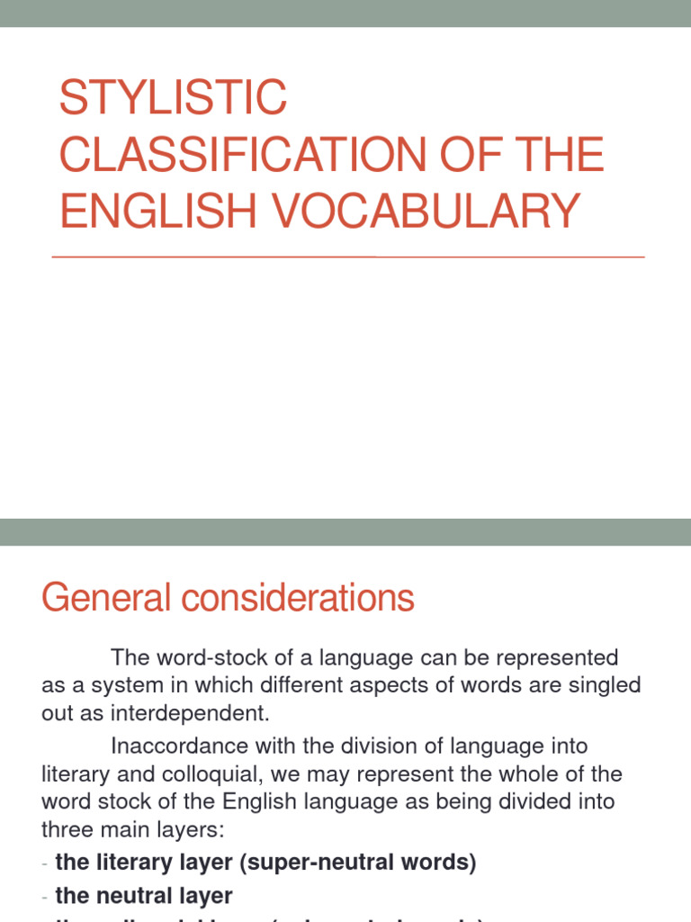 Stylistic Classification of The English Vocabulary 2 | PDF | Word | Slang