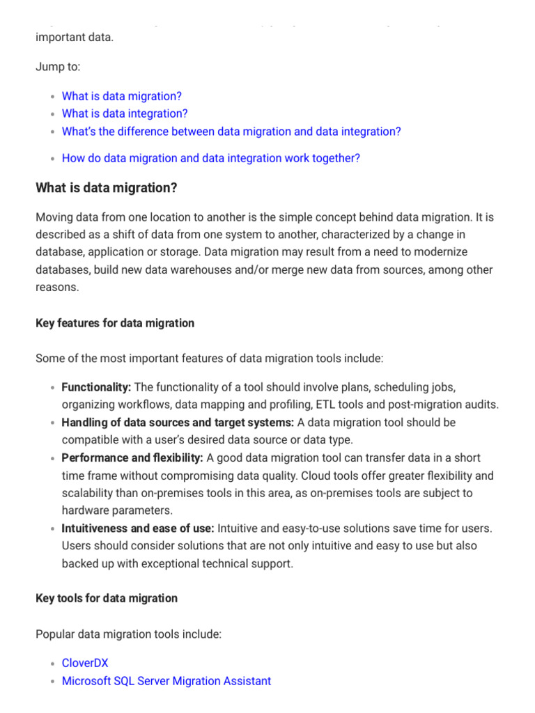 Data Migration Vs Data Integration - TechRepublic | PDF