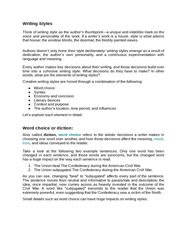 Exposition - Writing Styles | PDF | Syntax | Adverb