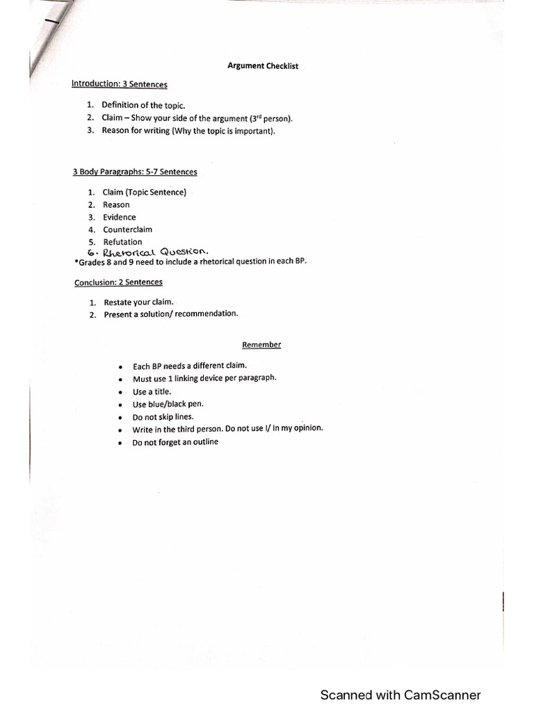 Argument Checklist | PDF