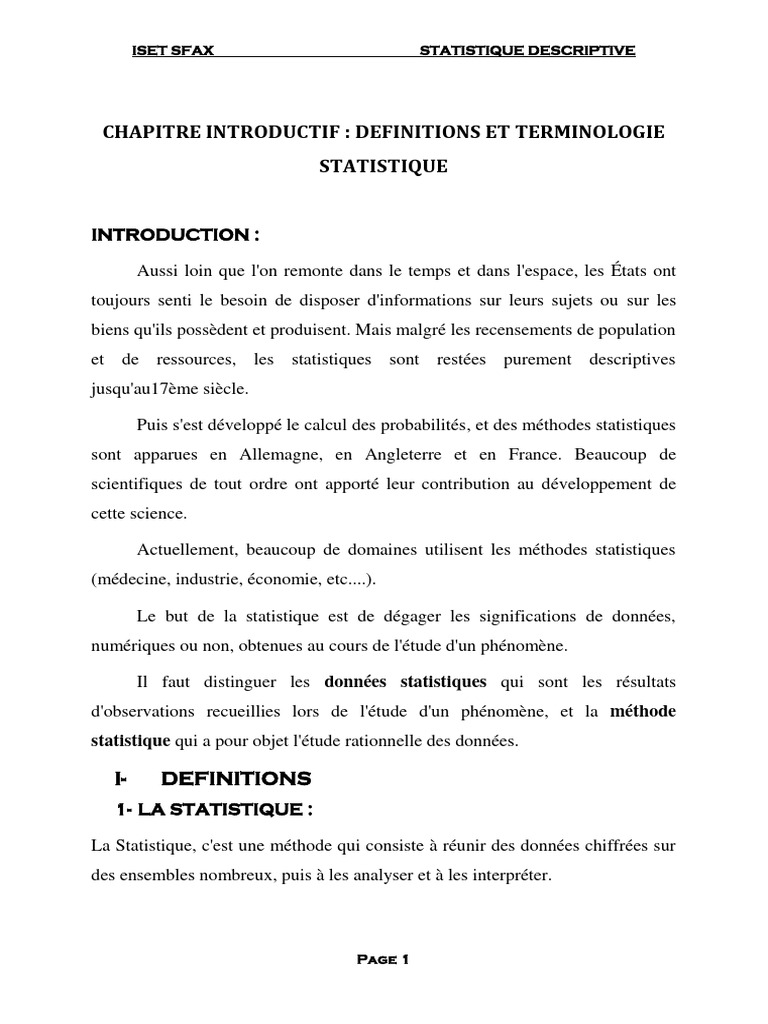 Cours Stat Karim | PDF | Statistiques | Loi de probabilité