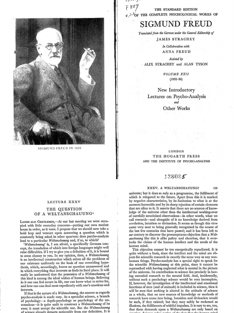 Sigmund Freud - The Question of A Weltanschauung | PDF