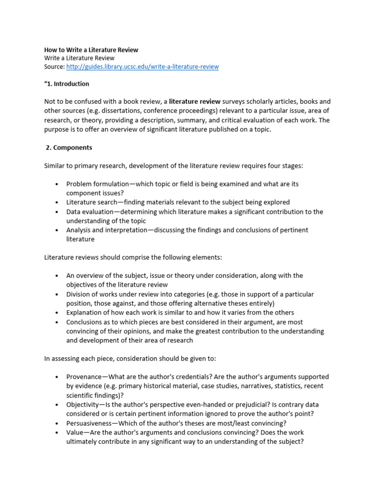 How to Write a Literature Review Guide | PDF | Thesis | Cognitive Science