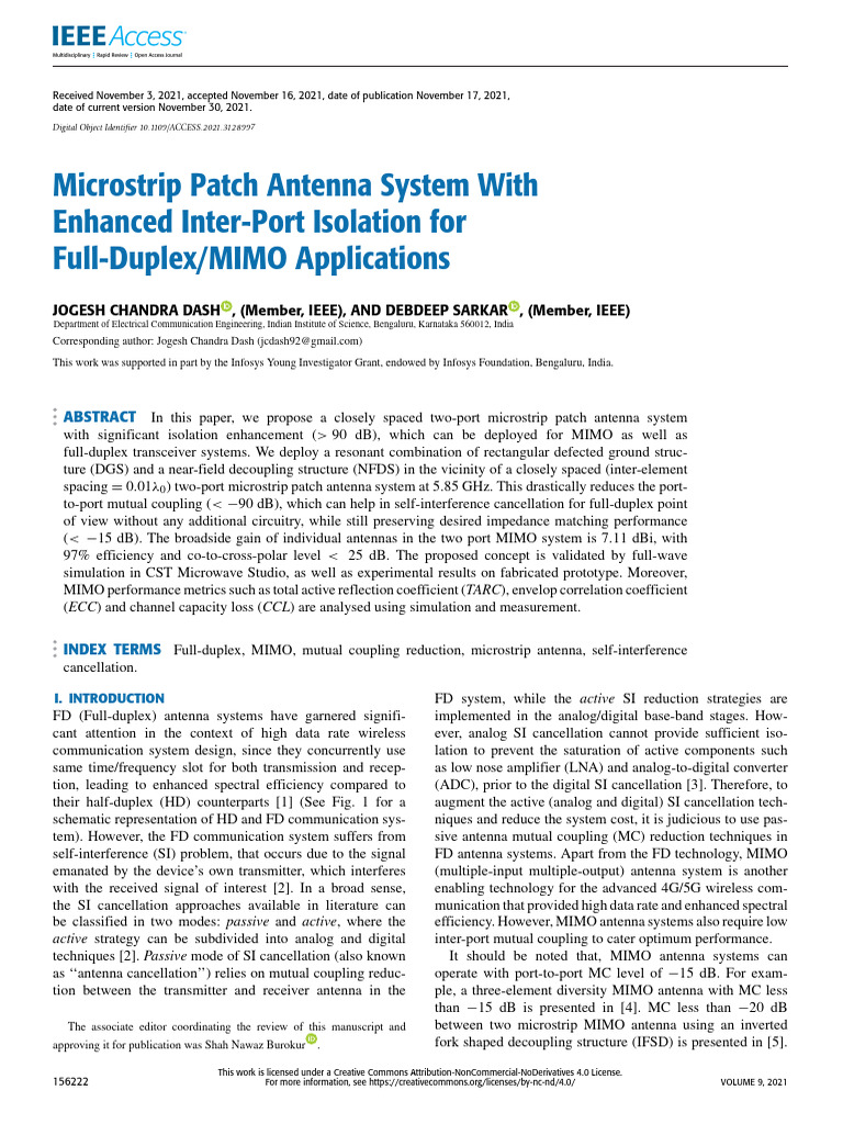 Microstrip Patch Antenna System With Enhanced Inter-Port Isolation For ...