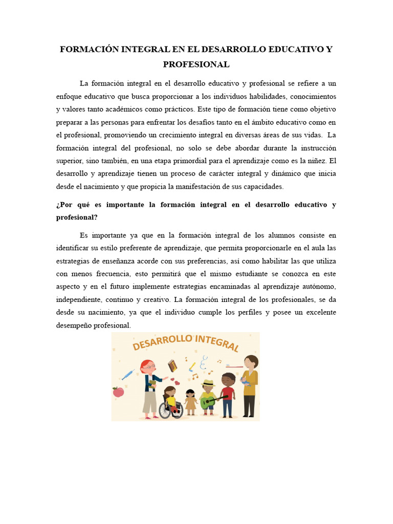 Formación Integral en Educación y Desarrollo | PDF | Aprendizaje ...