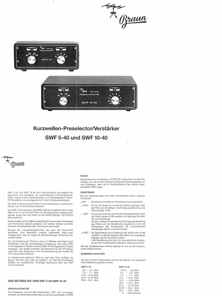 SWF 5-40 Preselector | PDF