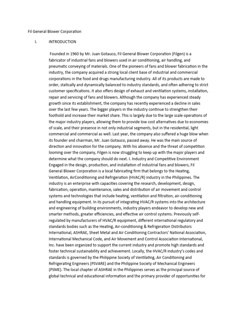 Fil General Blower Corporation 1 | PDF