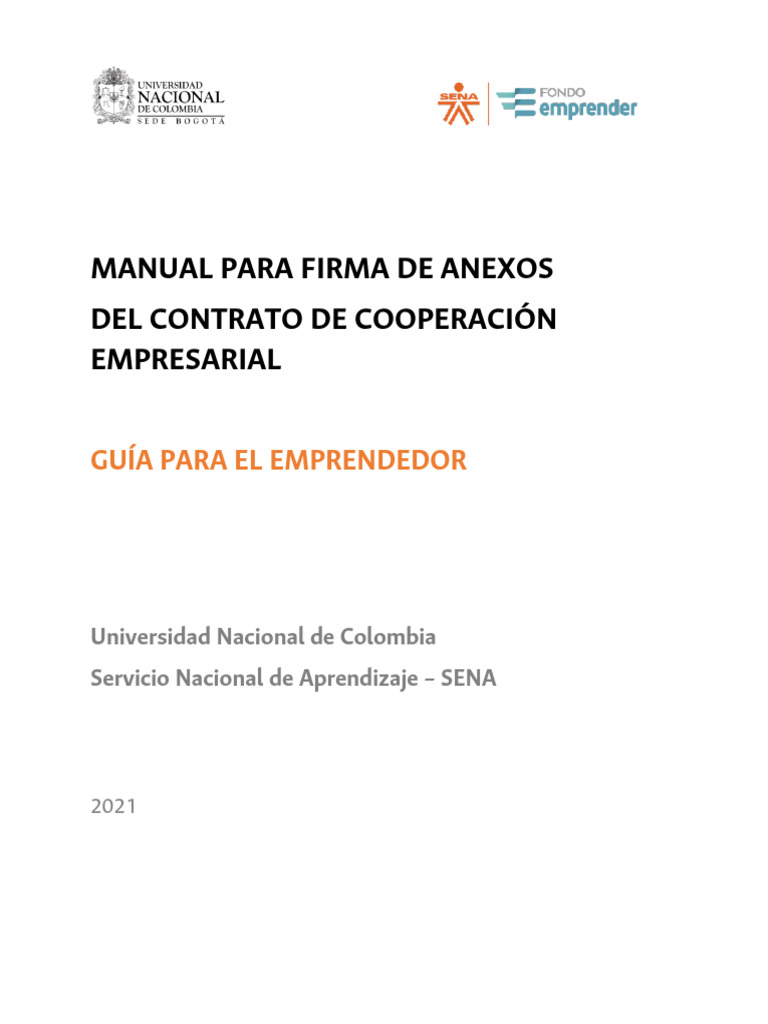 MANUAL PARA FIRMA DE ANEXOS DEL CONTRATO DE COOPERACIÓN EMPRESARIAL Conv 168 | PDF