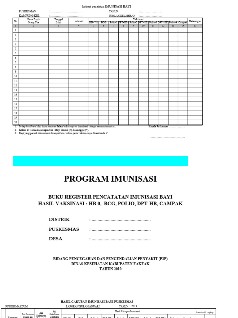 Form Imunisasi 2013 | PDF
