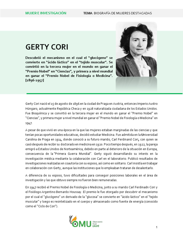 Gerty Cori | PDF | Ciencias sociales