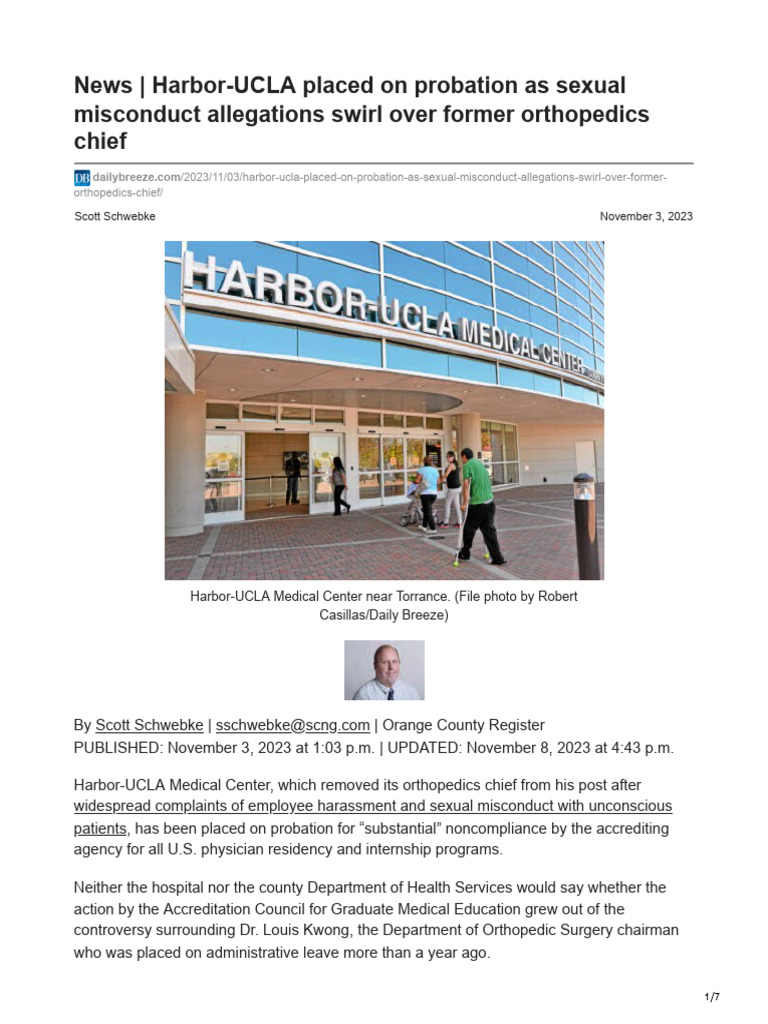 Harbor-UCLA Orthopedics Chief Probation | PDF | Residency (Medicine ...