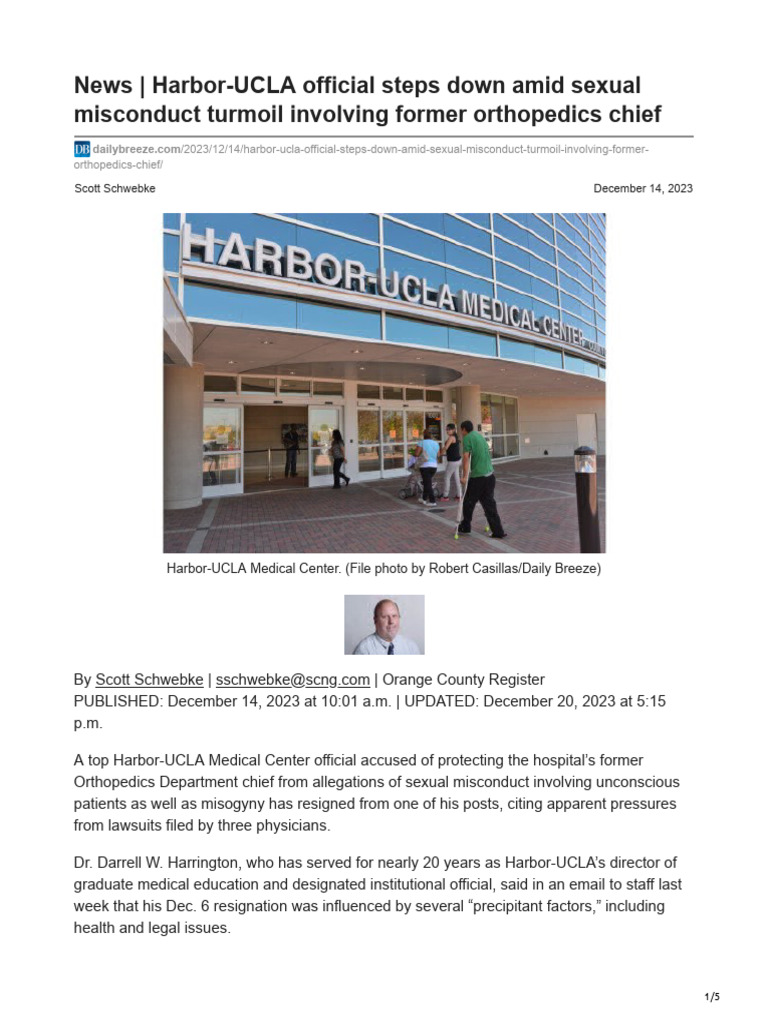 News Harbor-UCLA Official Steps Down Amid Sexual Misconduct Turmoil ...