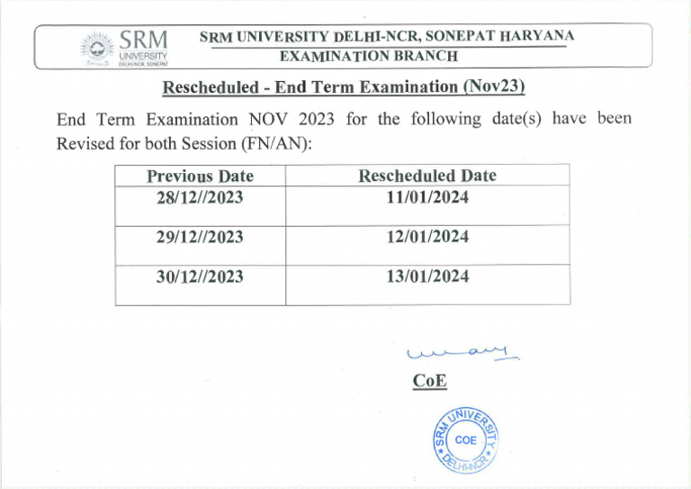 Rescheduled Exam NOV 2023 | PDF