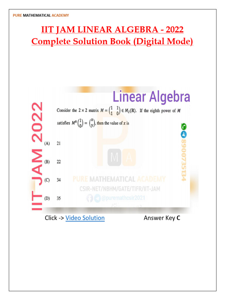 PMA Jam 2022 Linear Alg Solution | PDF