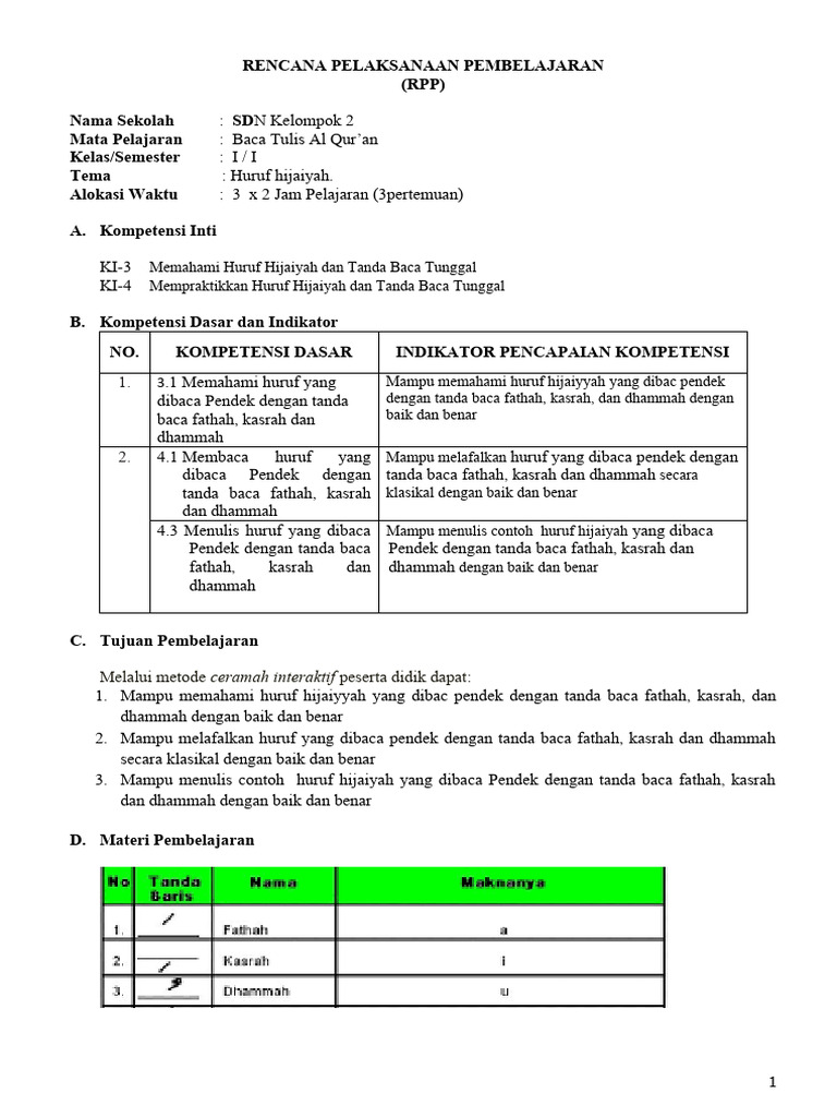 RPP Bta Kelas 3 Kelompok 2 | PDF