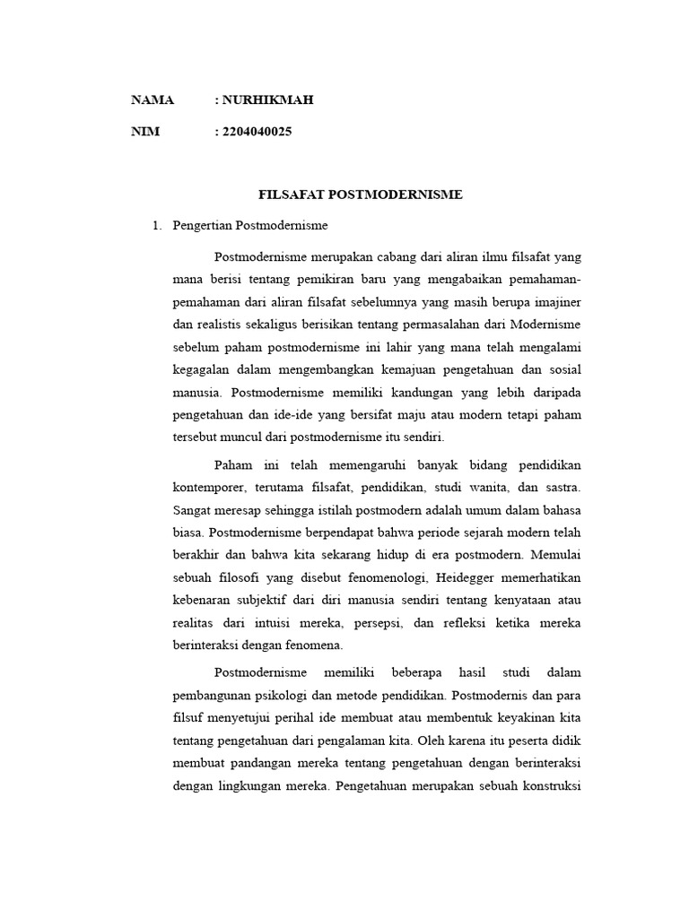 Filsafat Postmodernisme | PDF