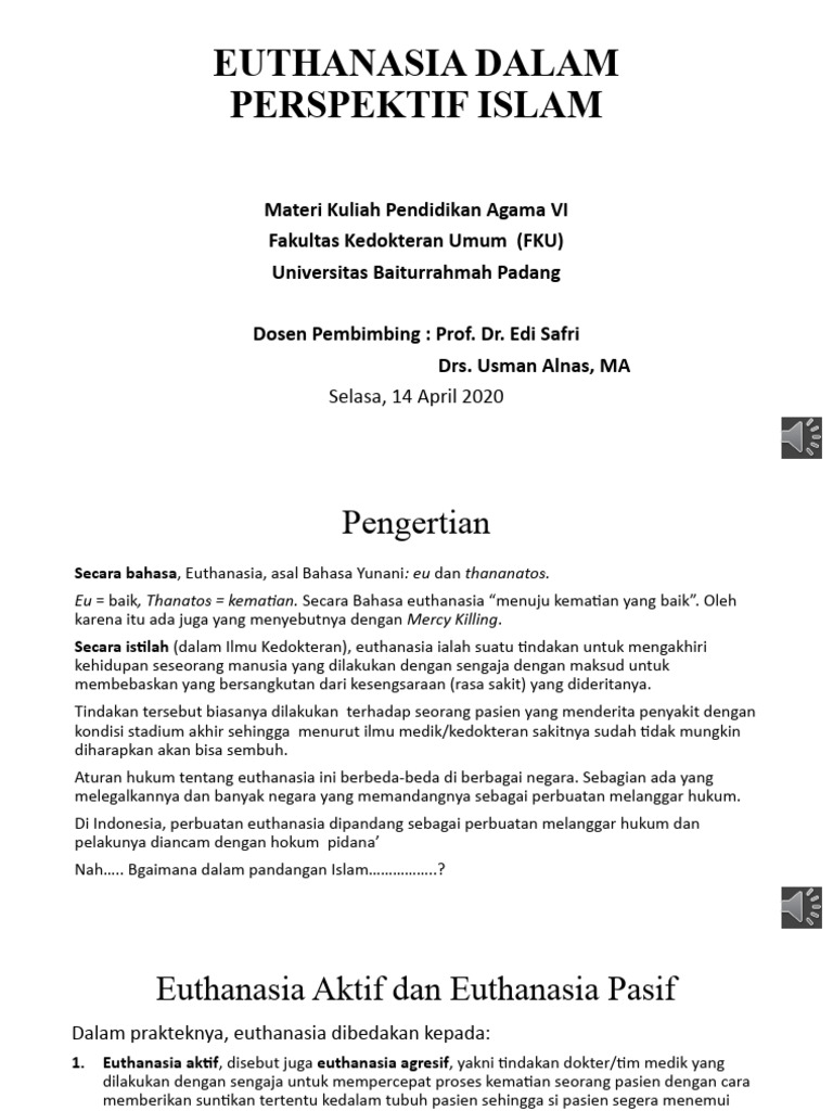 Euthanasia Dalam Perspektif Islam | PDF