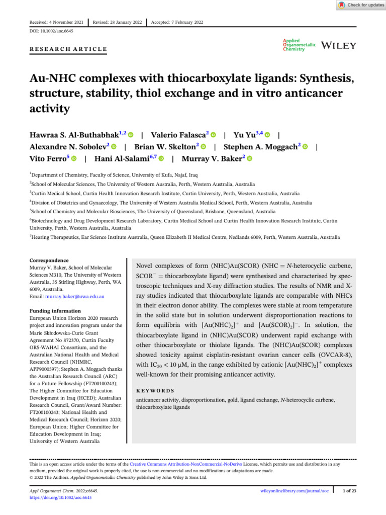 Au NHC | PDF | Chemical Substances | Physical Sciences