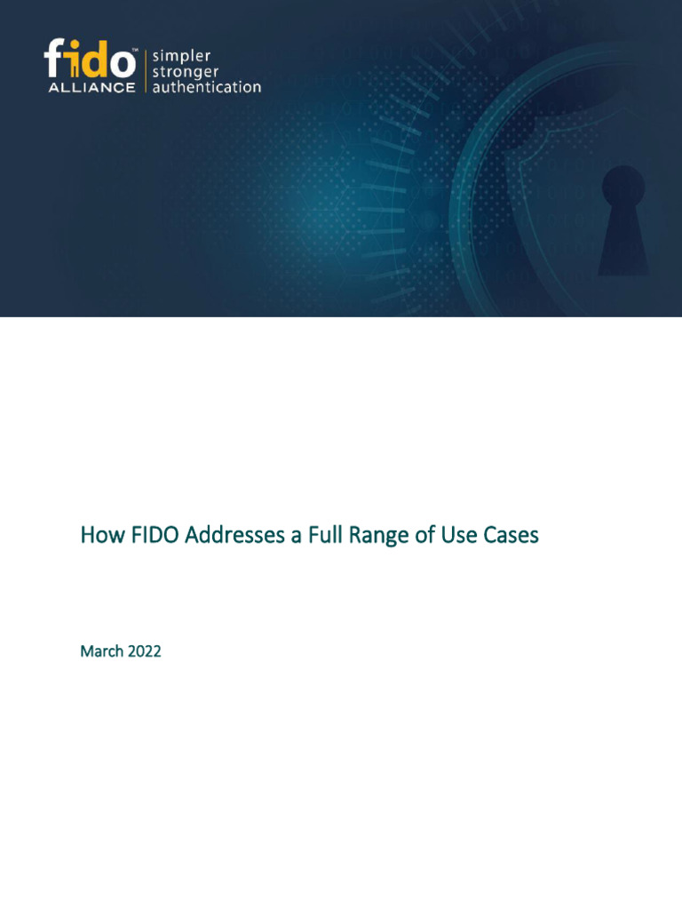 How FIDO Addresses A Full Range of Use Cases March24 | Download Free PDF | Authentication | Password