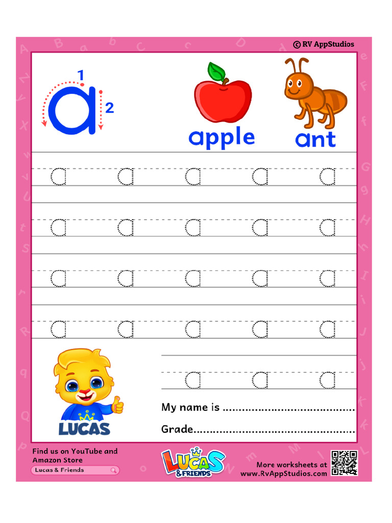 Worksheets For Kids Small Letter A Trace | PDF