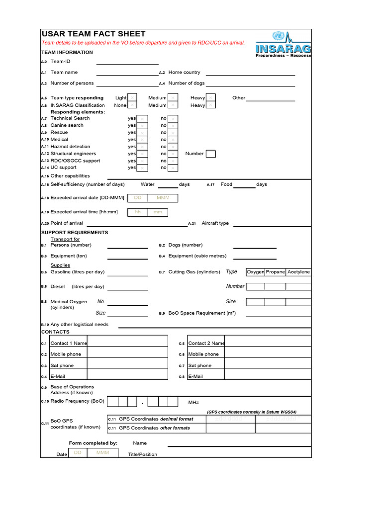 USAR Team Fact Sheet | PDF