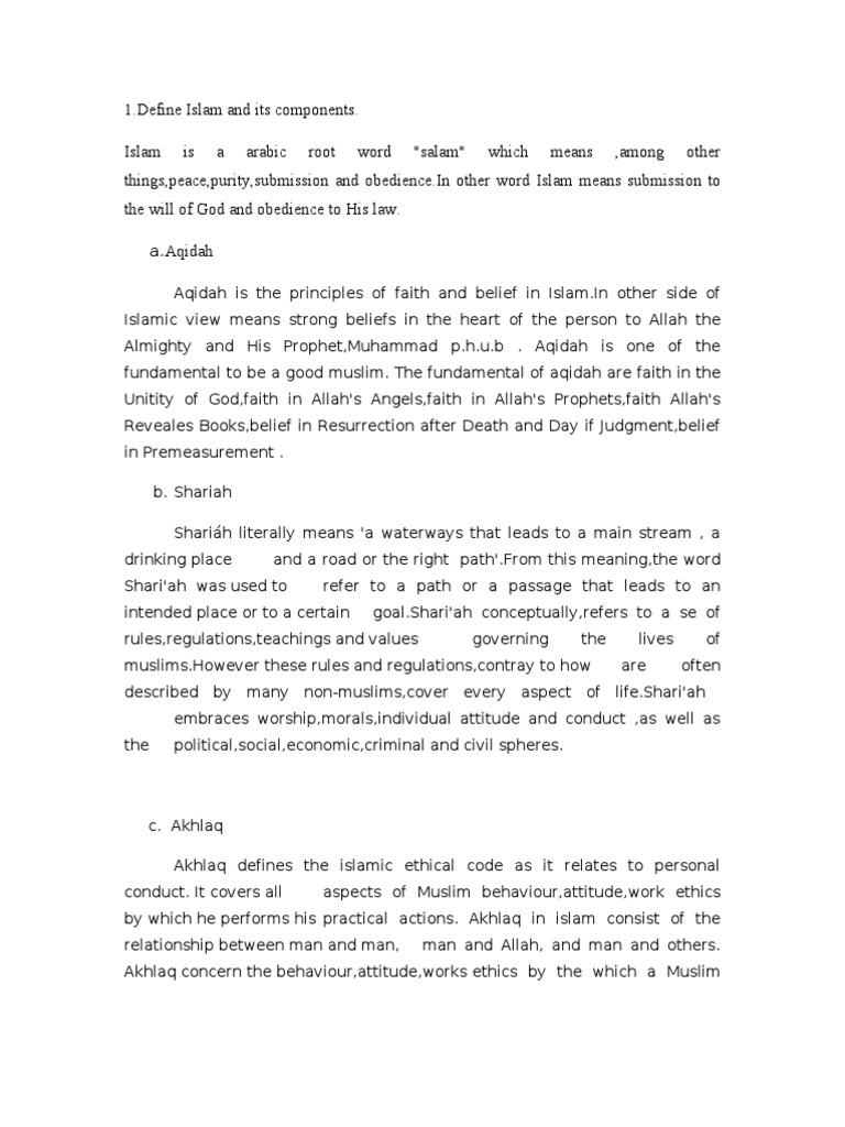 Defining the Components and Principles of Islam | PDF | Sharia | Faith