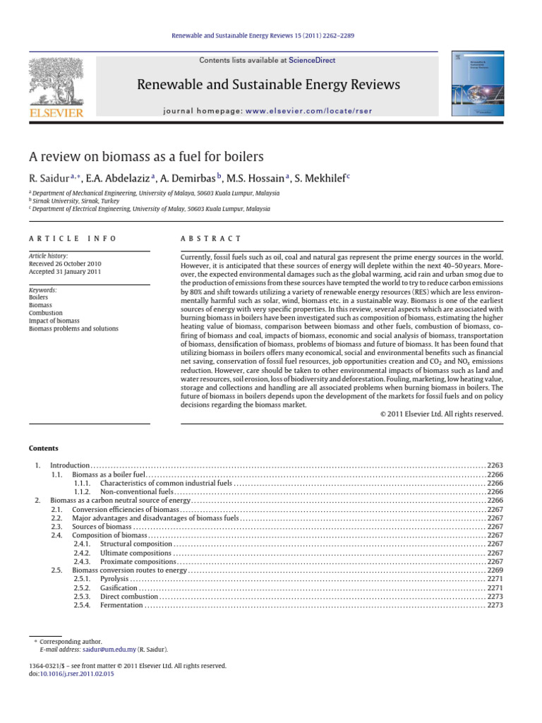 Biomass Fuel for Boilers: A Review | PDF | Biofuel | Energy Development