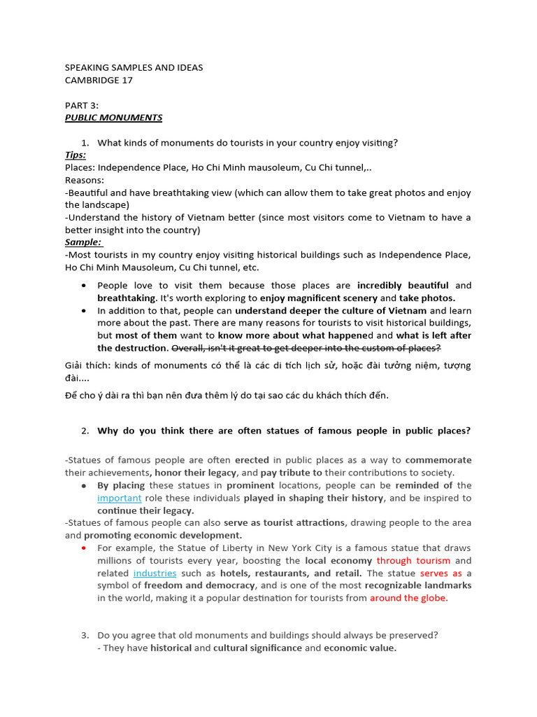 Speaking Samples and Ideas | PDF | Tourism | Transport