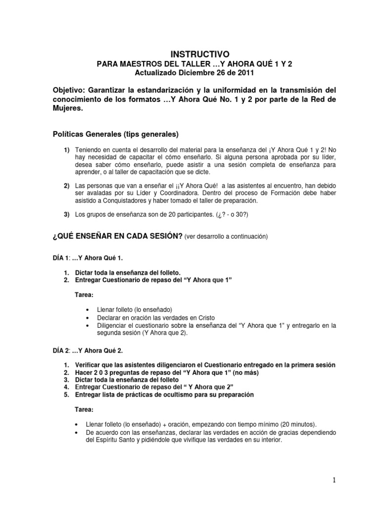 Instructivo para Maestros Del ... y Ahora Qué 1 y 2 | PDF