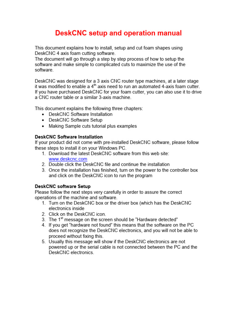 DeskCNC Manual Foam Cutting | PDF | Point And Click | Button (Computing)