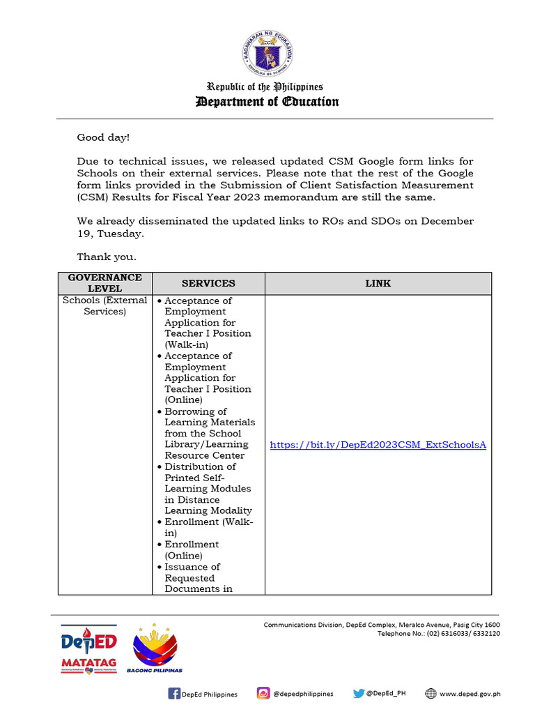 Updated CSM Links for DepEd Schools | PDF | Business | Computers