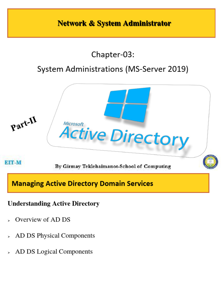 Slide 05 5 MS-Server 2019 ADDS | PDF | Active Directory | Utility Software