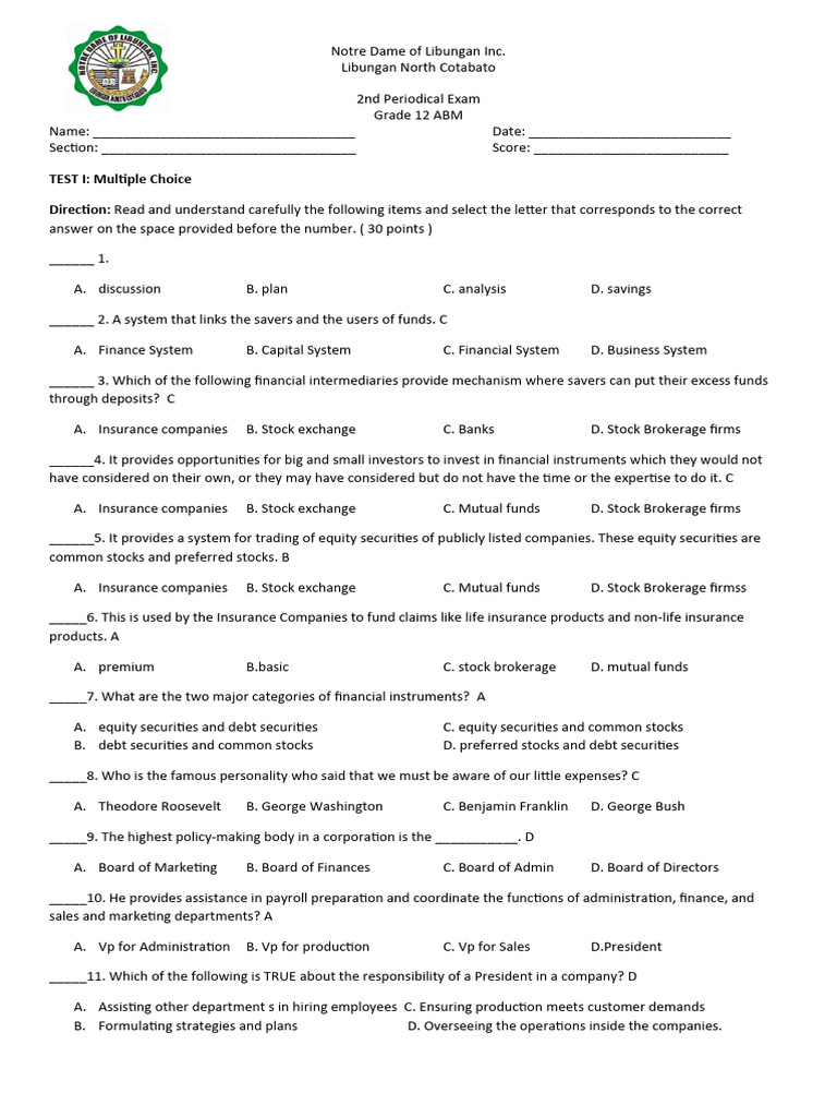 Grade 12 ABM - 2nd | PDF