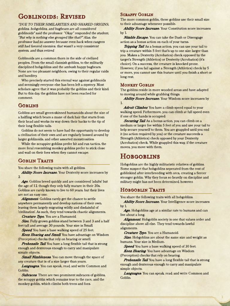 Goblinoids Revised | PDF