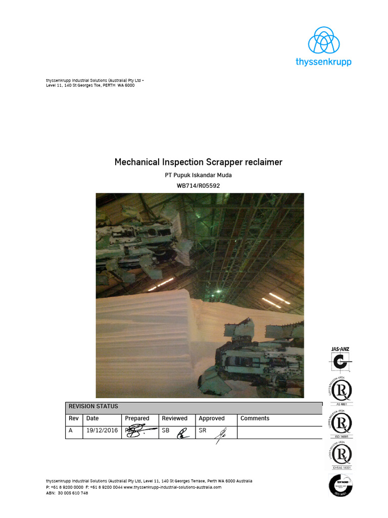 WB714 Scraper 2 PT Pupuk Inspection Report.1 | PDF | Home & Garden