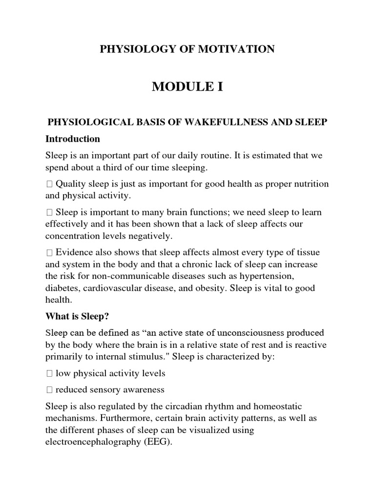 Physiology of Sleep Full Notes | PDF