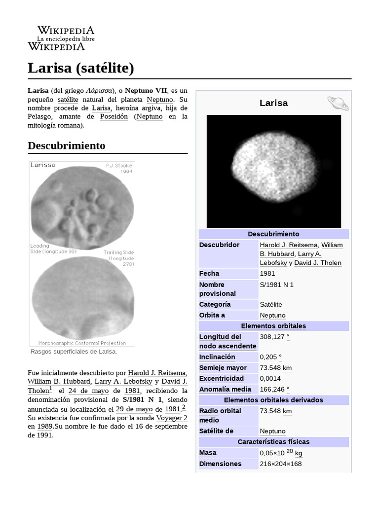 Larisa NEP - (Satélite) | PDF | Ciencia planetaria | Espacio exterior