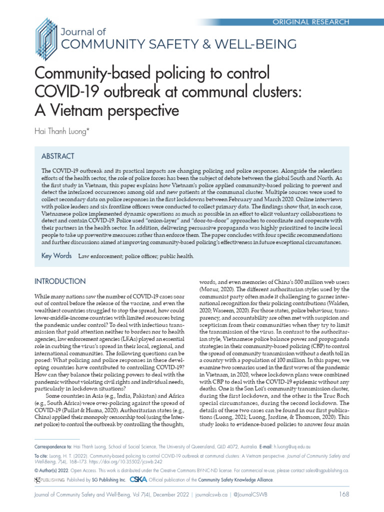 Community-Based Policing To Control COVID-19 Outbreak at Communal ...
