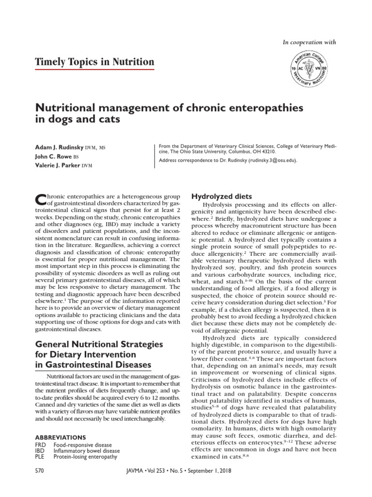 Nutritional Management of Chronic Enteropathies | PDF