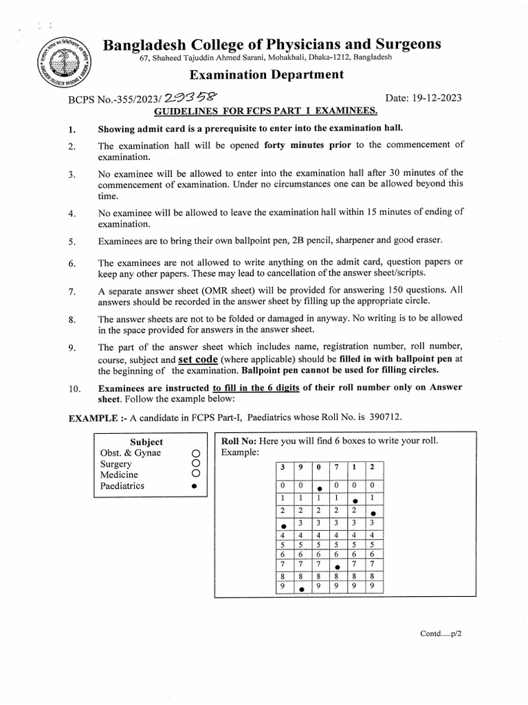 Guideline For FCPS-I | PDF