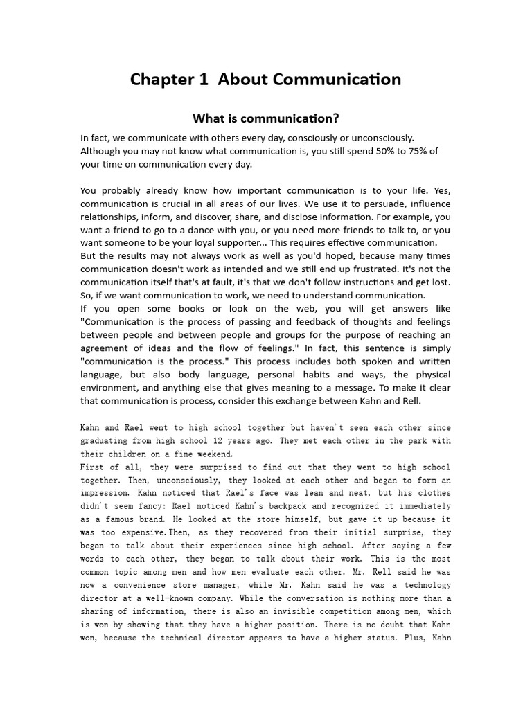 The Art of Communication - Chapters 1-2 | PDF