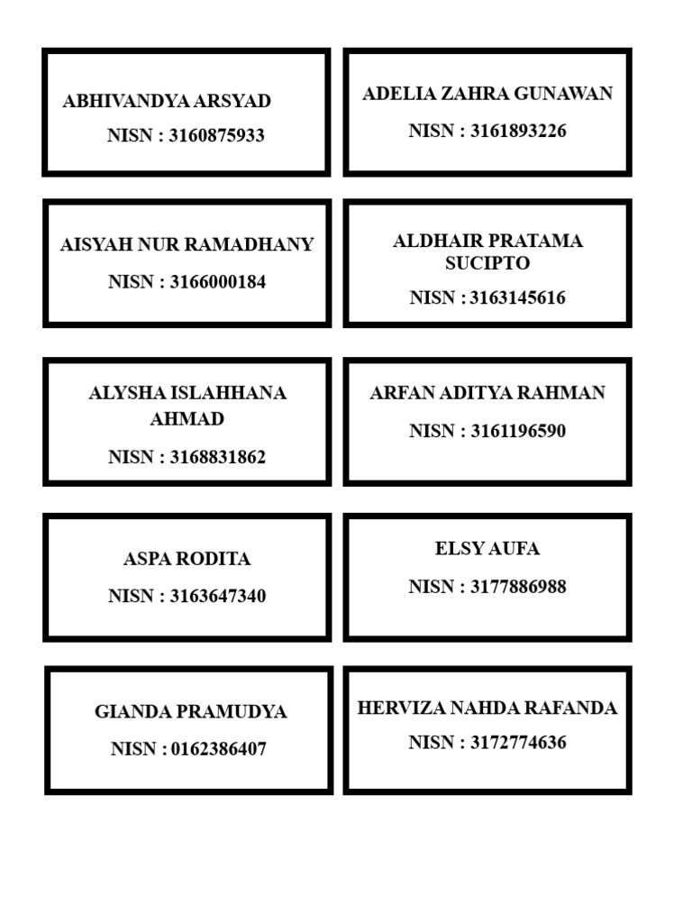 Nama Untuk Cover Raport | PDF