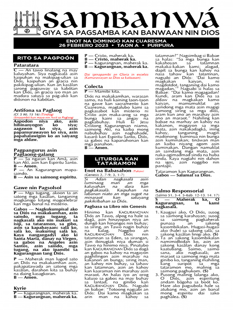 (2023.02.26) Enot Na Domingo Kan Cuaresma | PDF