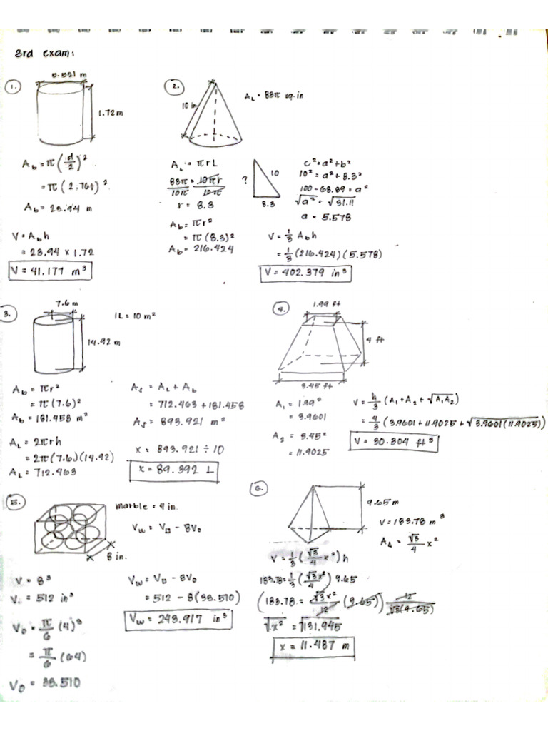 Solid Mensuration Sample Problems 2 | PDF