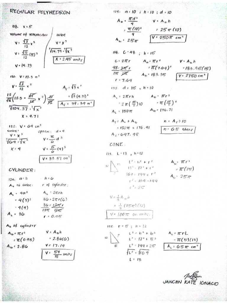 Solid Mensuration Sample Problems 4 | PDF