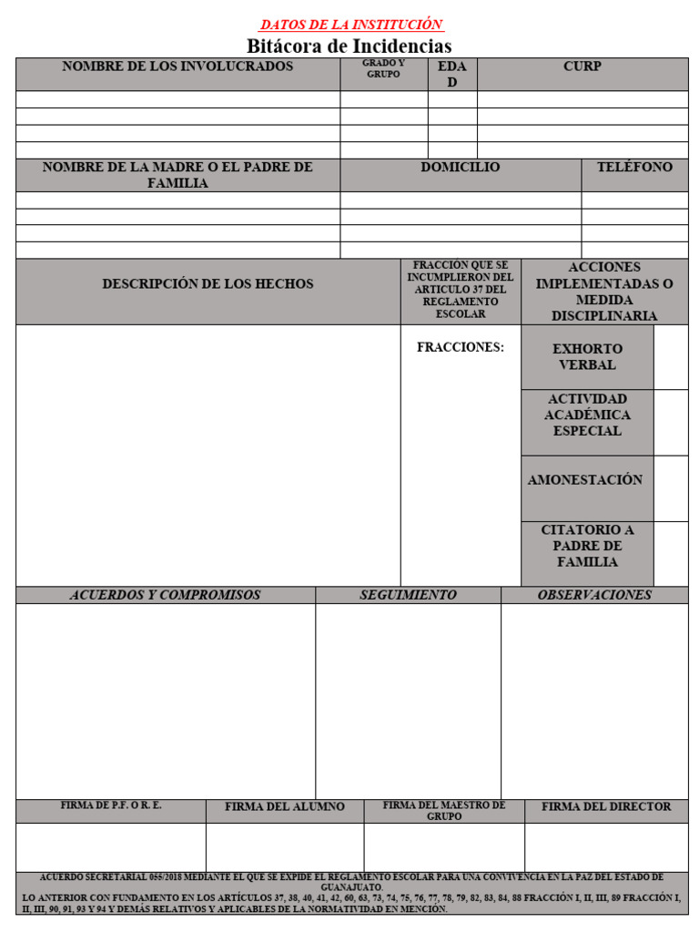 5.-Bitacora de Incidencias | PDF
