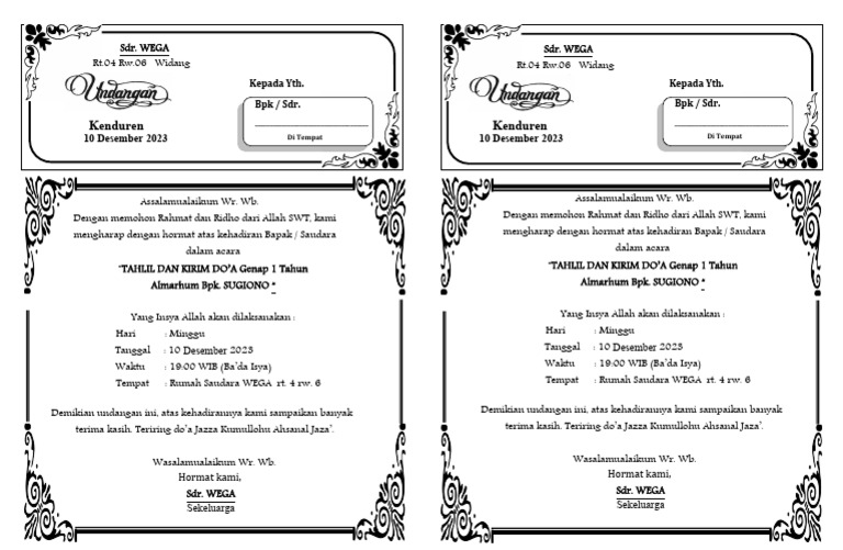 Undangan Isi 2 100 Hari | PDF
