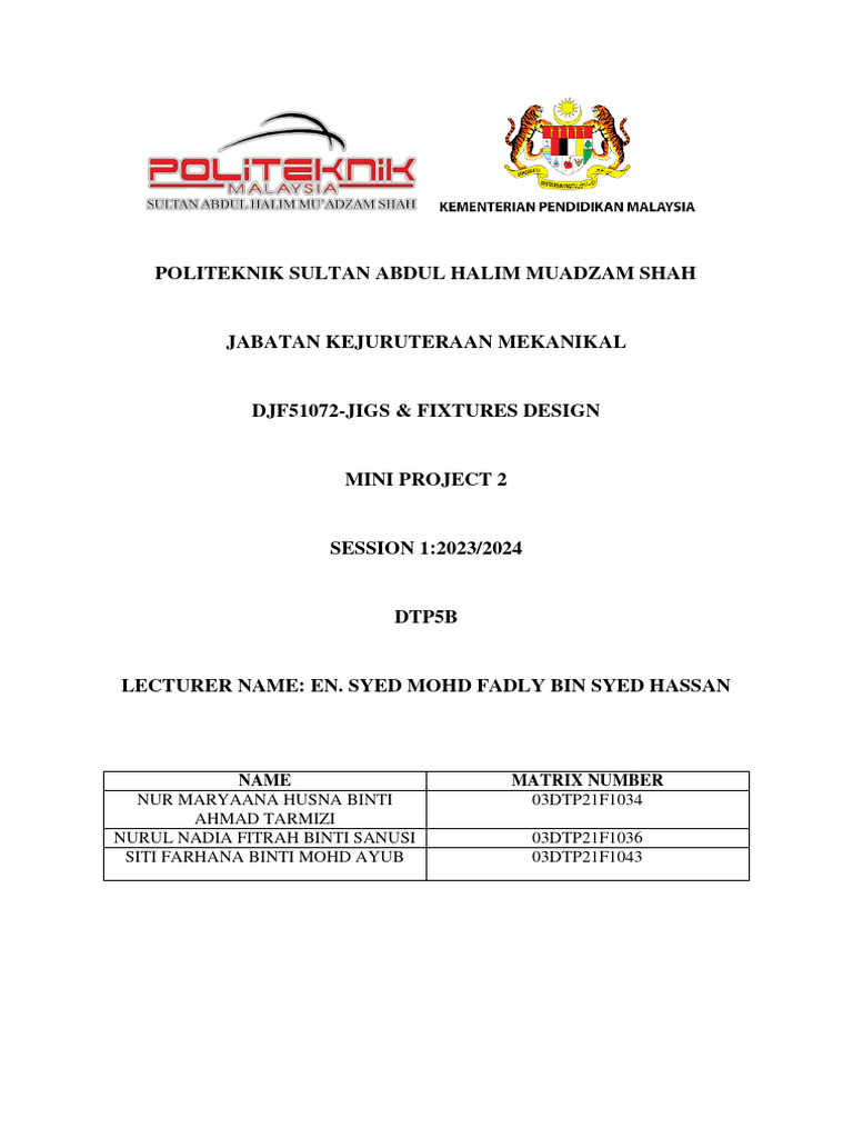 Report Jig & Fix - Mini Projek 2 | PDF | Industrial Processes | Materials